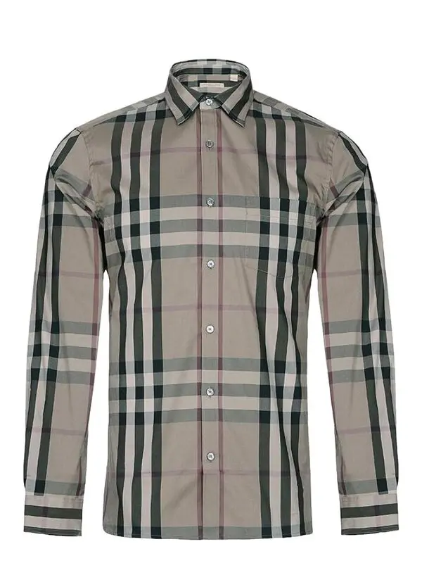 Burberry Buckle Plaid Shirt - Gray