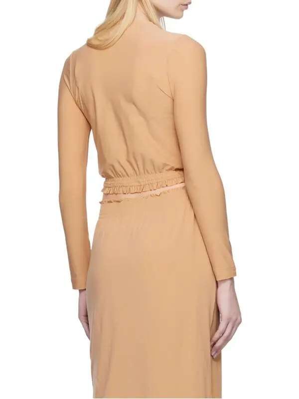 SHUSHU/TONG Fitted Cardigan With Ruffled Hem - Nude