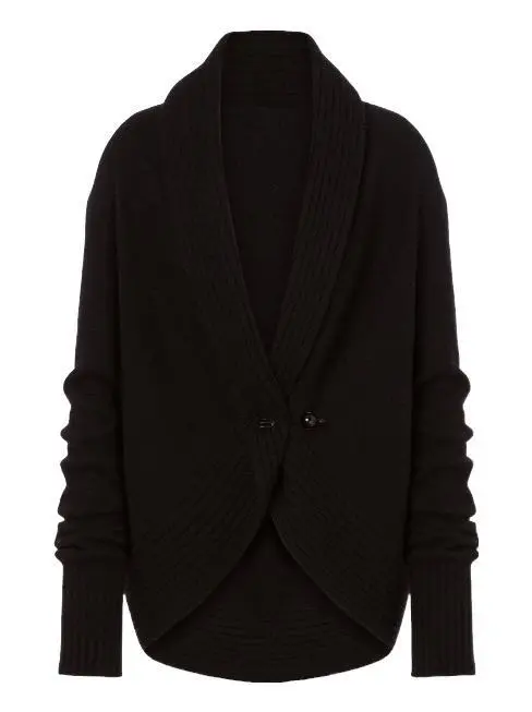 Alberta Ferretti Ribbed Shawl-collar Cardigan - Black