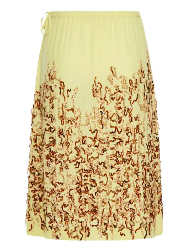 Dries Van Noten Sequined Lace-up Midi Skirt - Lime