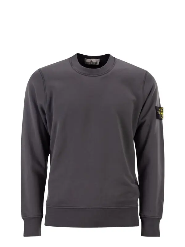 Stone Island Logo Patch Crewneck Sweatshirt - Black