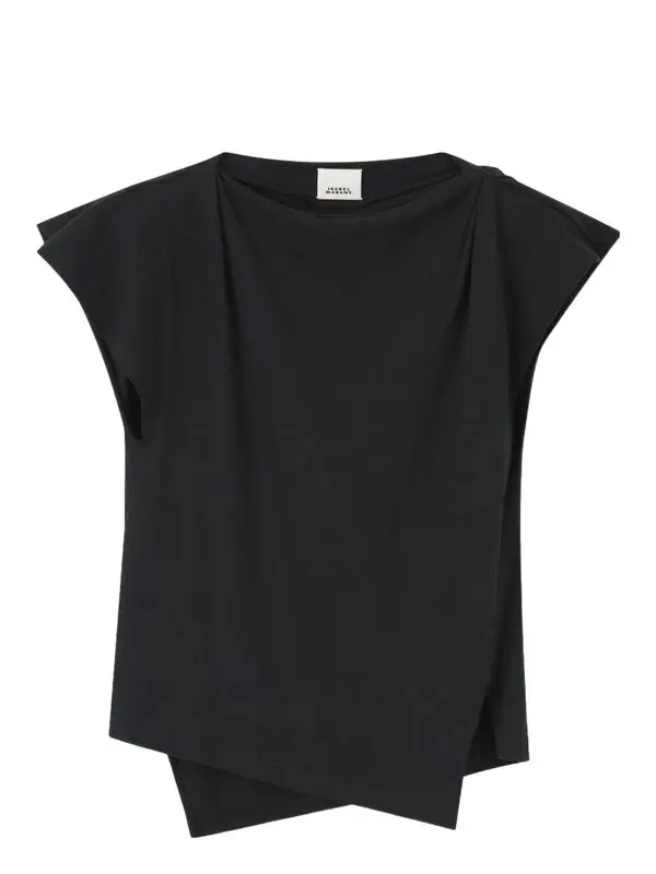 Isabel Marant Étoile Asymmetrical Short-sleeved T-shirt With Logo - Black