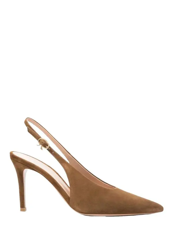 GIANVITO ROSSI Robbie Pointed Toe Slingback Pumps - Brown