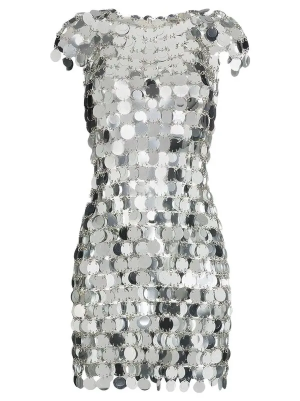 Rabanne Sequinned Mini Dress - White