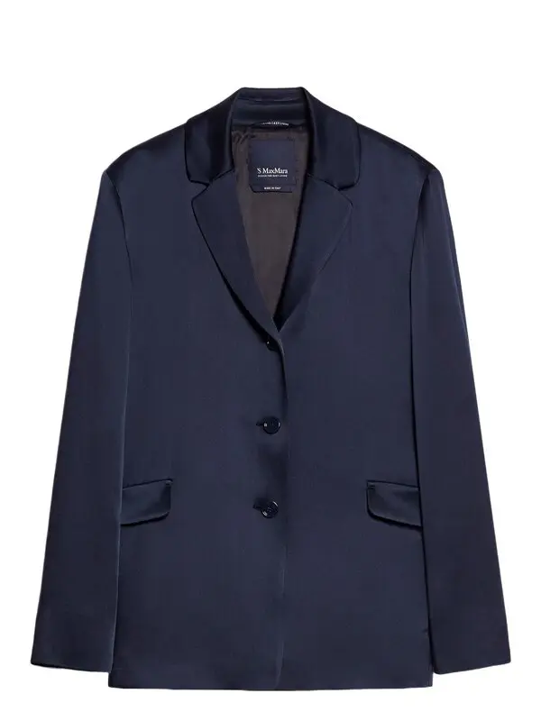 Max Mara Single-breasted Long-sleeve Jacket - Midnight Blue