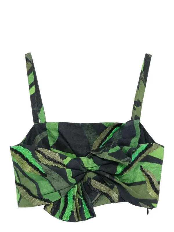 Farm Rio Spaghetti Strap Camisole With Bow Detail - Green