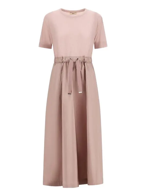 Herno Pleated Drawstring Maxi Dress - Light Pink