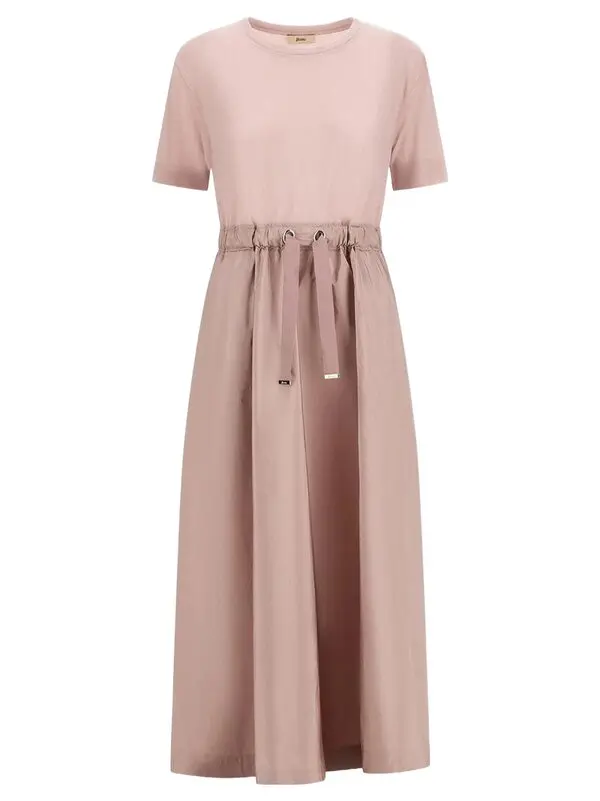 Herno Pleated Drawstring Maxi Dress - Light Pink