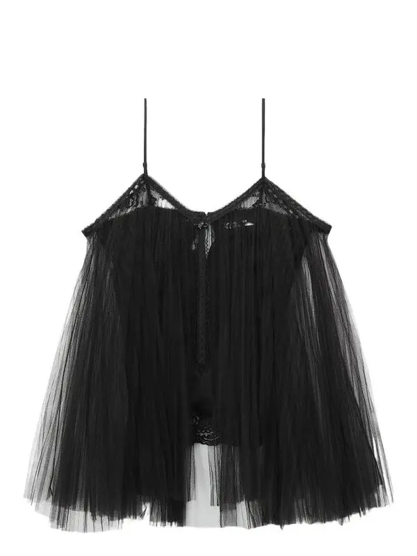 Alexander Wang Lace-embroidered Charmeuse Tunic Top - Black
