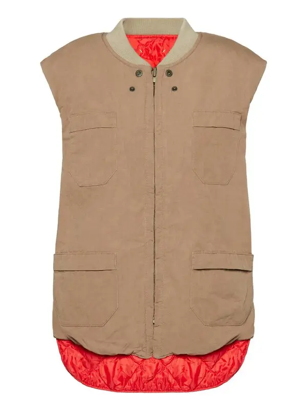 MAISON MARGIELA Sleeveless Vest - Hazelnut And Rose Moss Green And Blue