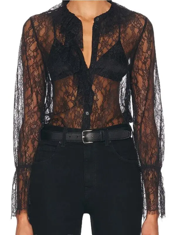NILI LOTAN Lace Shirt - Black
