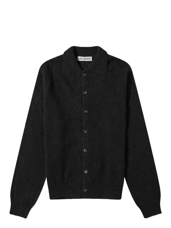Our Legacy Long Sleeve Buttoned Knit Cardigan With Lapel Neck - Black