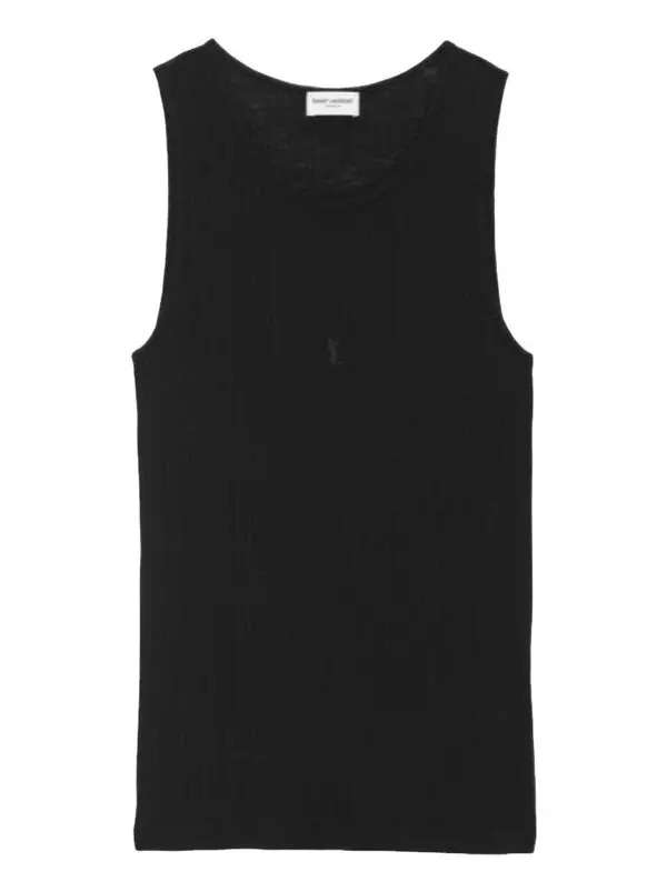 Saint Laurent Cassandre Sleeveless Tank Top - Black