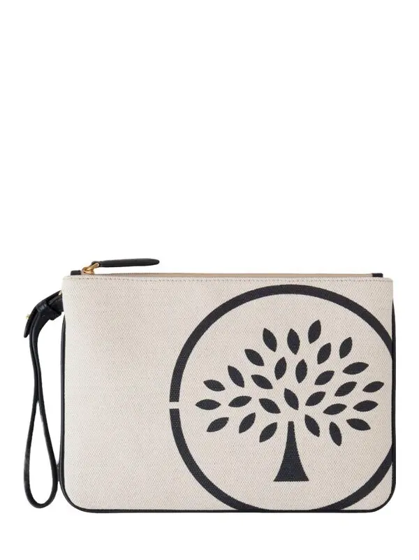 Mulberry Tree Print Canvas Makeup Bag - White