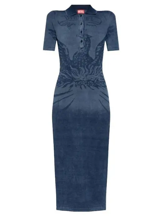DIESEL® Denim Button-up Midi Dress - Navy Blue