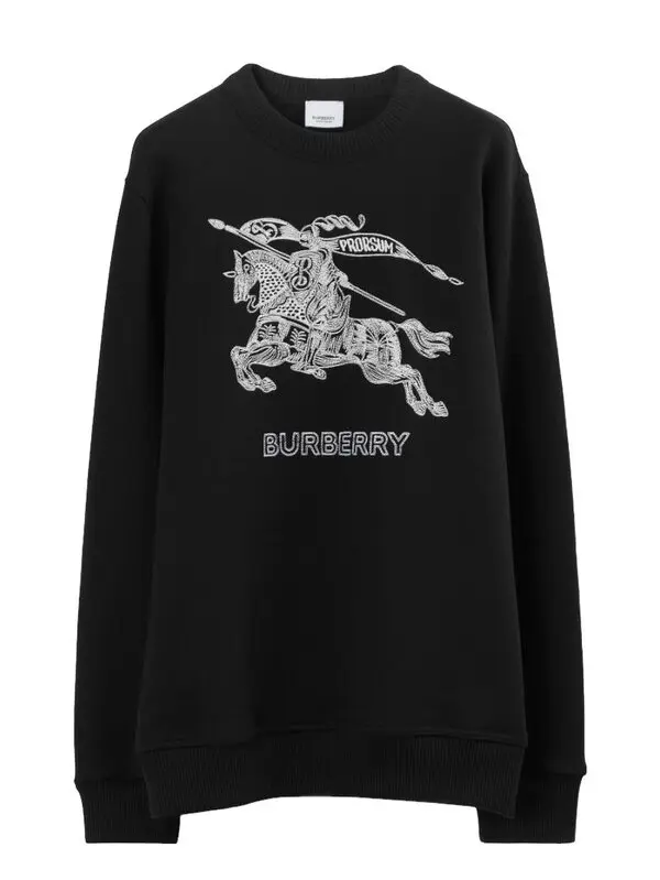 Burberry Embroidered Logo Crewneck Sweatshirt - Black