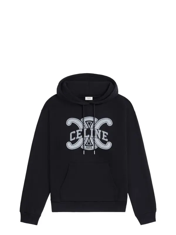 Celine Loose Hoodie In Cotton Fleece - Black/white