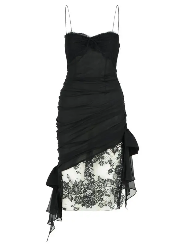 Alessandra Rich Silk Mini Dress - Black