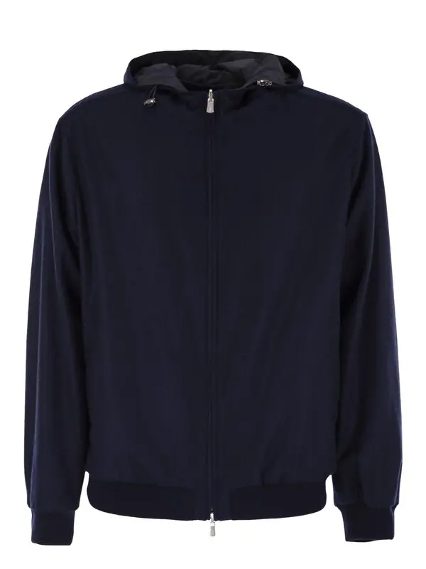 Fedeli Reversible Hooded Bomber Jacket - Black