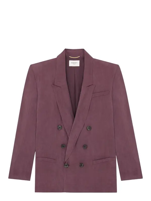Saint Laurent Double-breasted Long-sleeved Jacket - Aubergine