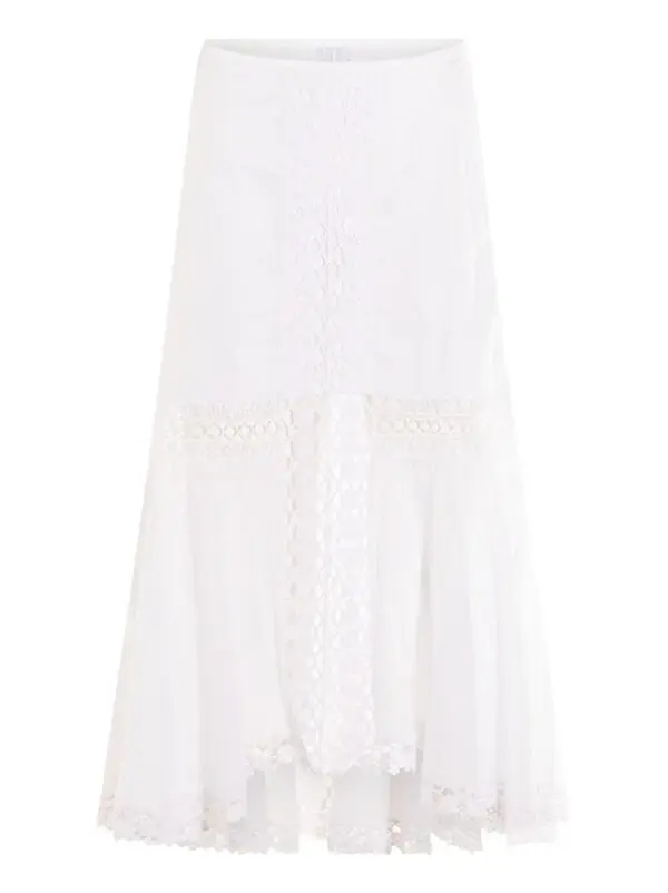 Charo Ruiz Ibiza Crochet-panelled High-low Skirt - White