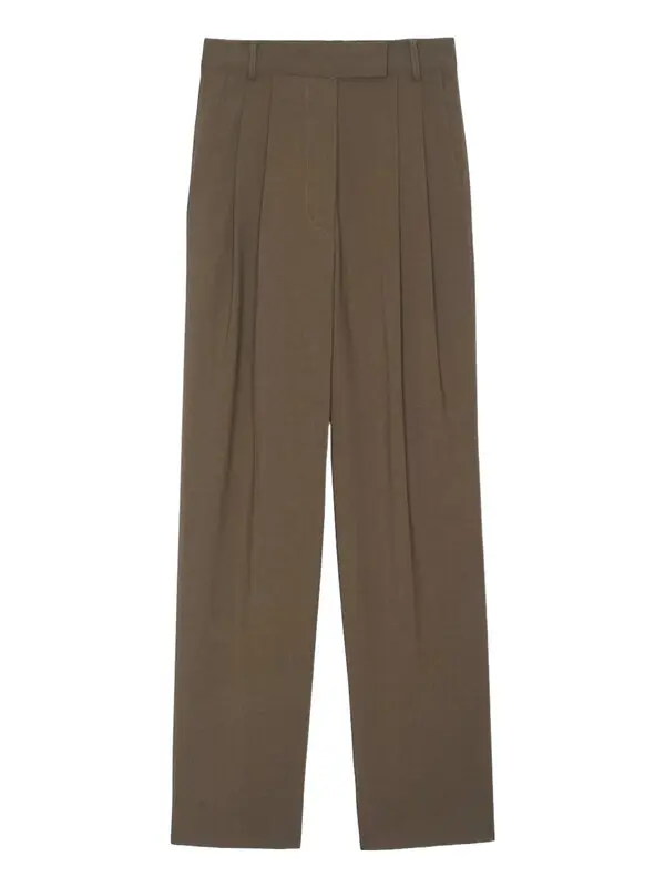 THE FRANKIE SHOP Bea Pleated Tailored Pants - Chocolate
