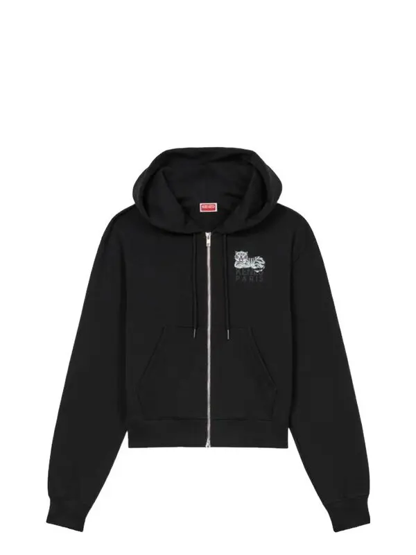 Kenzo Happy Tiger Zipped Hoodie - Black
