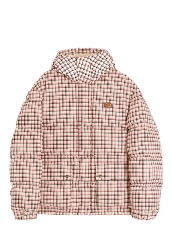 Valentino Garavani Checked High Neck Coat - Nude