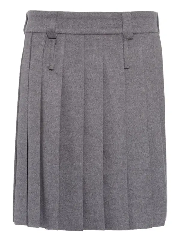 Miu Miu Pleated Velour Skirt - Grey