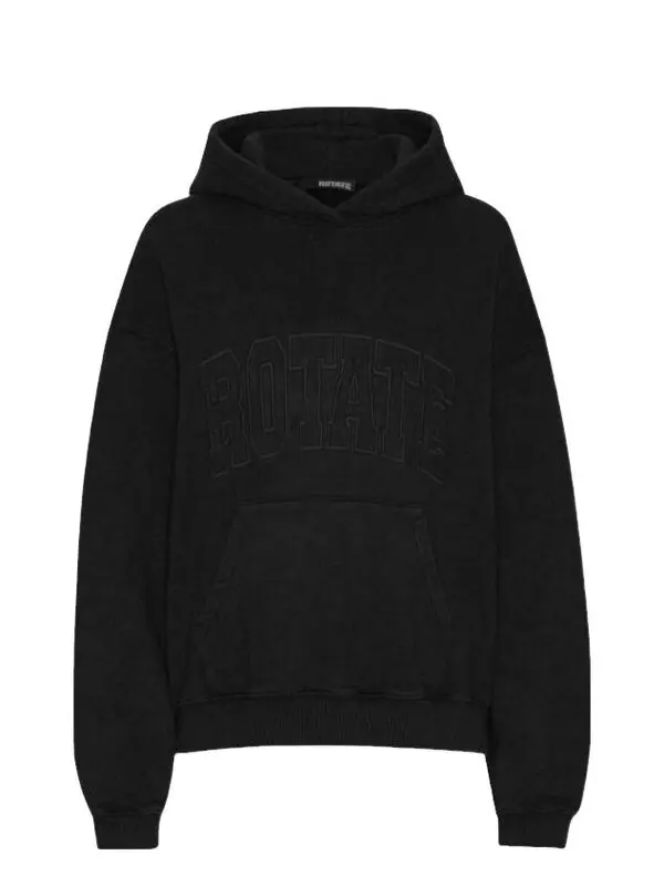ROTATE BY BIRGER CHRISTENSEN Washed Heavy Sweat Hoodie With Logo Embroidery - Black