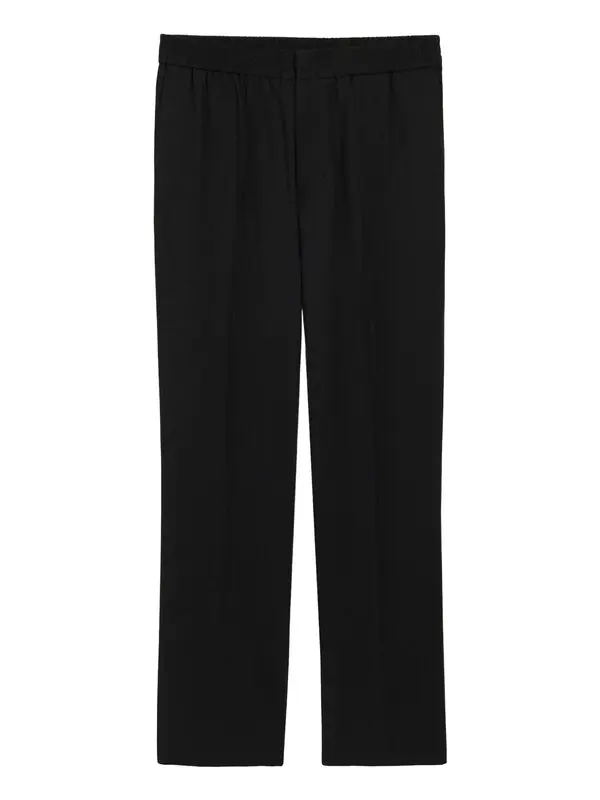 Ami Elasticated Waist Straight Fit Trousers - Black