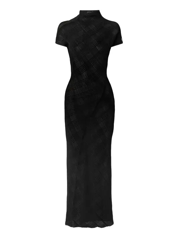 JEAN PAUL GAULTIER Ribbed Knit Turtleneck Long Dress - Black