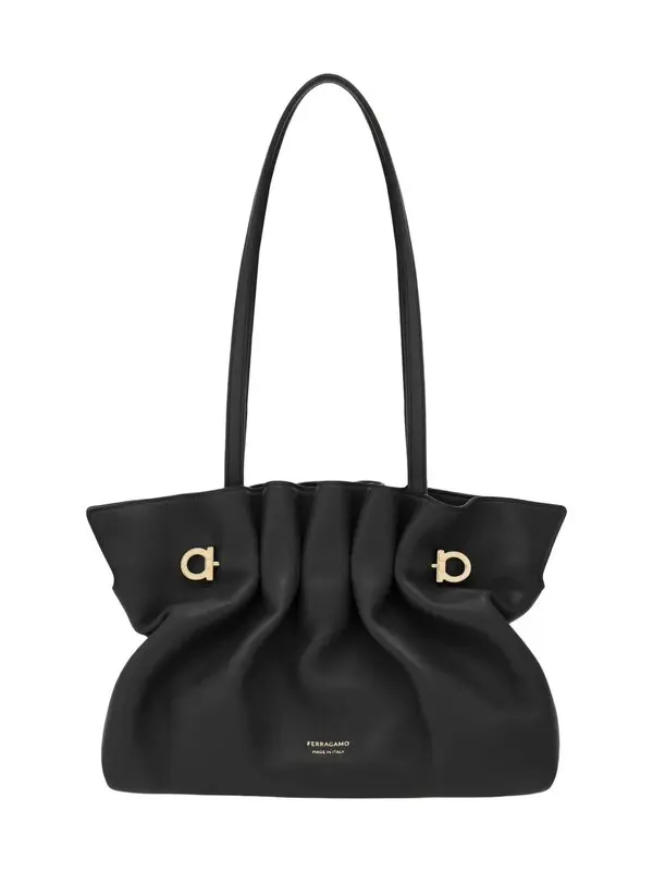 FERRAGAMO Small Gancini Shoulder Bag - Black