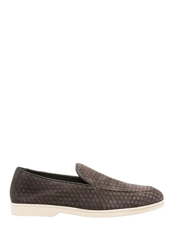 DOUCAL'S Woven Suede Slip-on Loafers - Brown