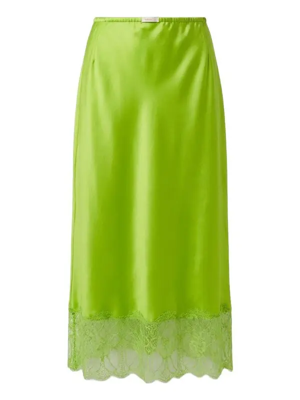 Gucci Floral Lace Trimmed Midi Skirt - Bright Green