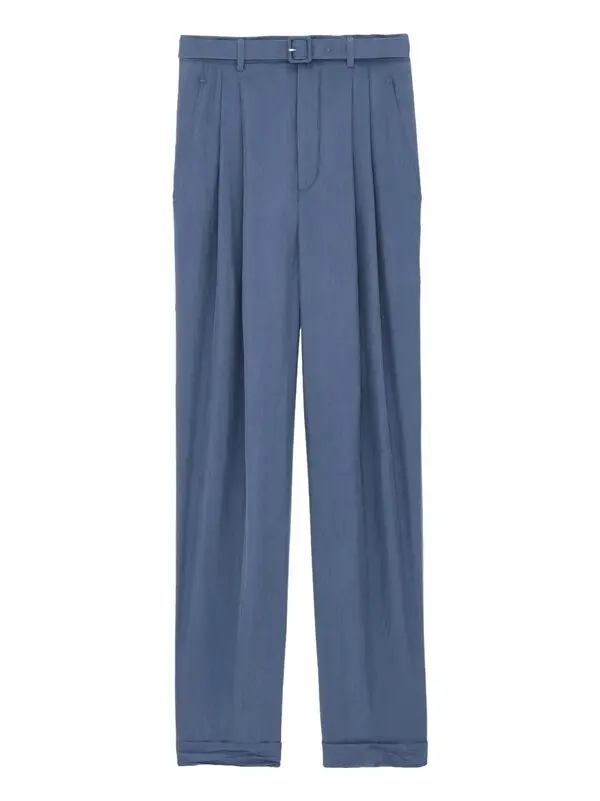 Saint Laurent Slim Belted Pants - Blue