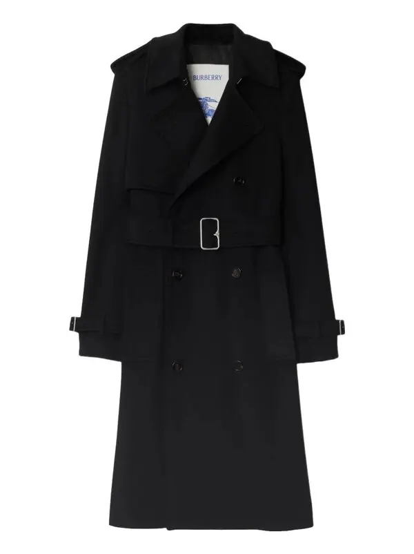 Burberry Double Breasted Belted Trench Coat - Black