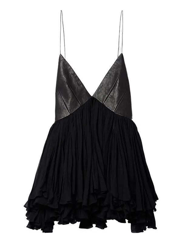Khaite The Anita V-neck Paneled Tank Top - Black