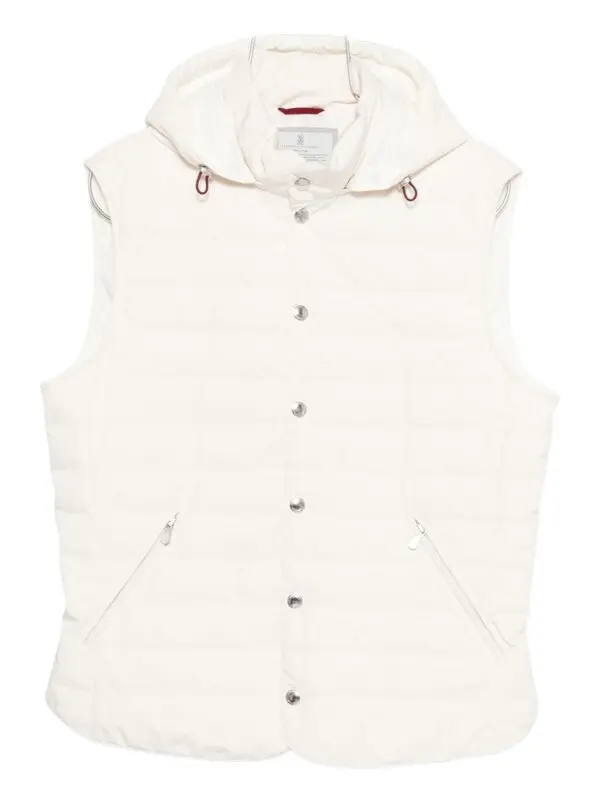 Brunello Cucinelli Hooded Quilted Gilet - White