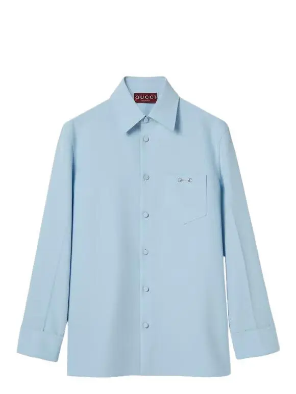 Gucci Horsebit-embellished Twill Shirt - Light Blue