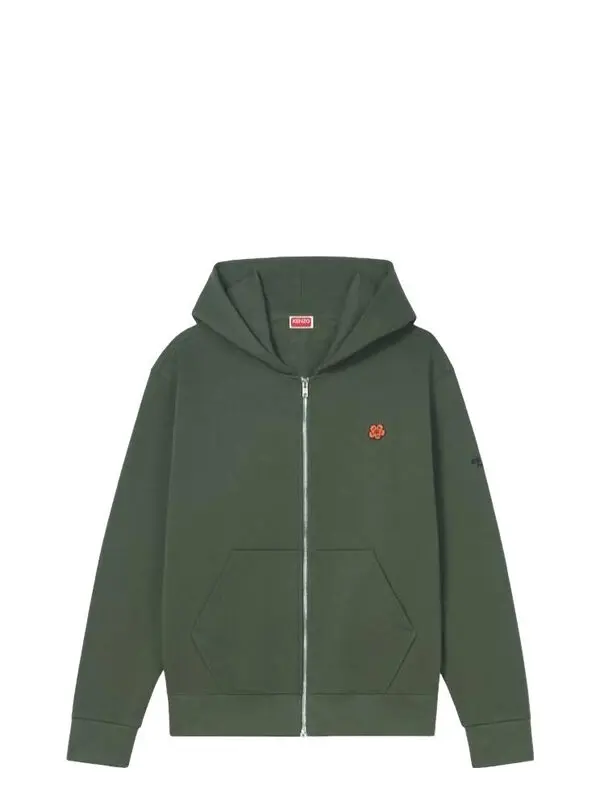 Kenzo Boke Flower' Embroidered Zipped Hoodie - Black
