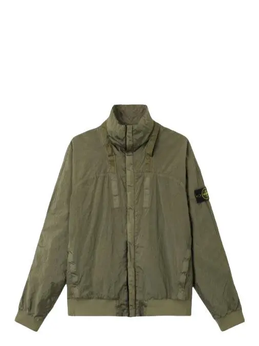 Stone Island Logo Patch Bomber Jacket - Military Green