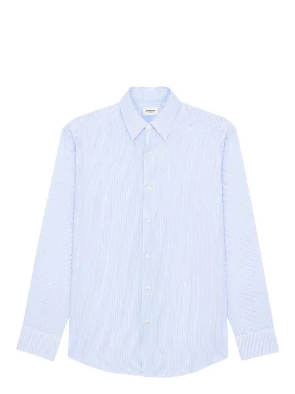 Saint Laurent Cassandre Striped Shirt - Clay/blue
