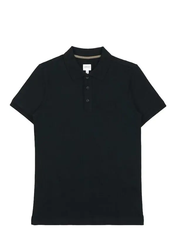 Emporio Armani Logo Embroidered Polo Shirt - Black