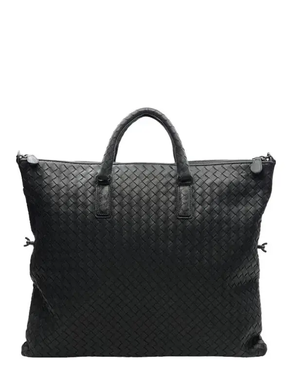 Bottega Veneta Woven Leather Top Handle Bag - Black