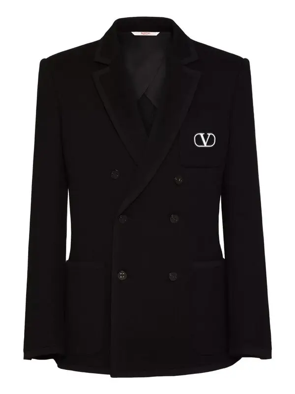 Valentino Garavani Double-breasted Long-sleeved Blazer - Black