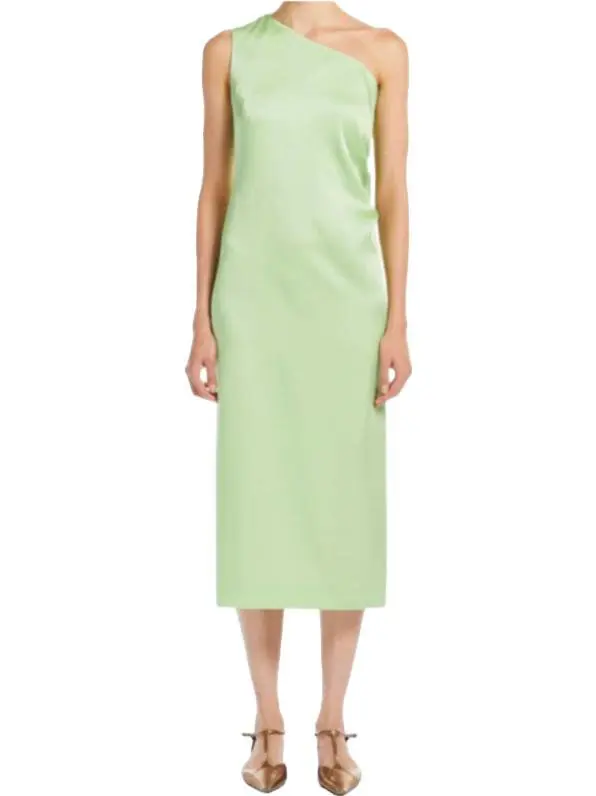 Max Mara One-shoulder Pleated Midi Dress - Green