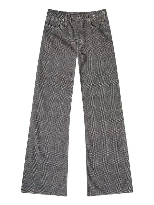 R13 Plaid Wide Leg Jeans - Black
