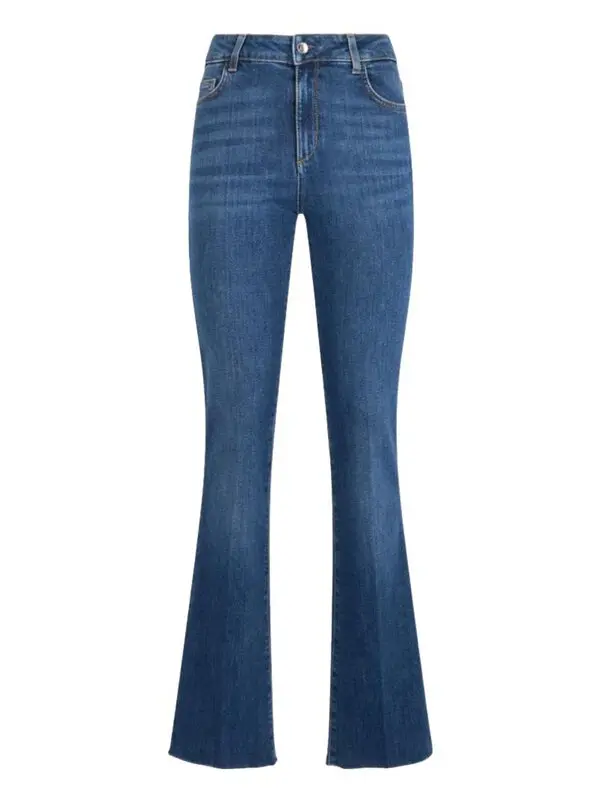 Liu Jo Bell-bottom Jeans With Rhinestone Embellishments - Blue