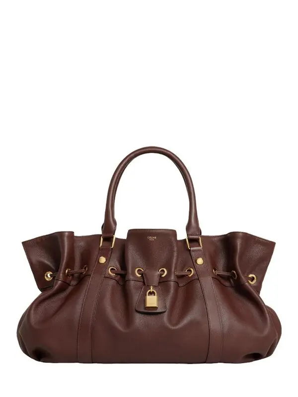 Celine Medium Abbey Bag In Calfskin - Brown
